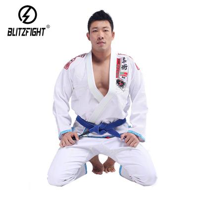 China White BJJ GI Uniform 100% Linen 575gsm Brazilian Jiu Jitsu Suit for sale