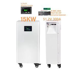 China 15 Kw 51.2V 280ah 304ah Battery Pcak Case Support Jk 16s 200A DIY Battery Box Kit Vertical Box LiFePO4 Con BMS Jk for sale