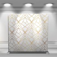 China 8x8ft Gold Geometric Pillowcase Backdrop Tension Fabric Display Stand 240g Polyester for sale