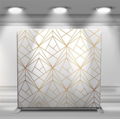 China 8x8ft Gold Geometric Pillowcase Backdrop Tension Fabric Display Stand 240g Polyester for sale