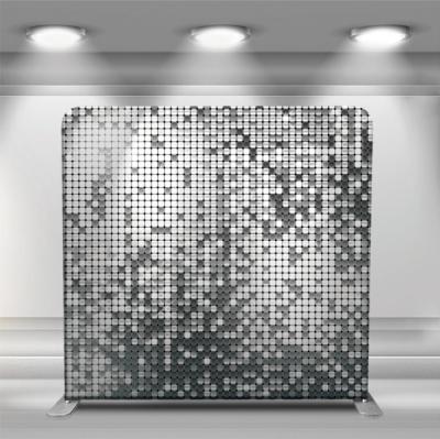 China Aluminum Tube Stand Pillowcase Backdrop Silver Sequin Display For Events for sale