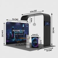 China Trade Show Booth Package 3m Fabric Wall Arch System Counter TV Display for sale
