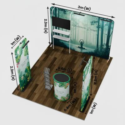 China 3x3m Portable Fabric Trade Show Booth Set 250gsm Polyester Aluminum Frame for sale