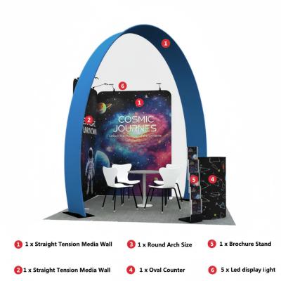 China 3x3m Curved Fabric Pop Up Display Trade Show Booth 250gsm Polyester for sale