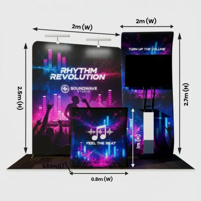 China Portable Custom Trade Show Booth Aluminum Frame 250gsm Fabric 1m x 2.7m for sale