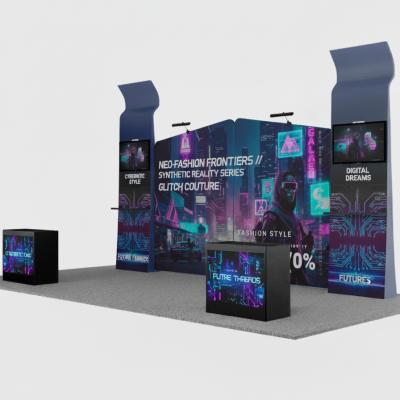 China Lightweight 10x20 Trade Show Display 250gsm Fabric Backwall Booth for sale