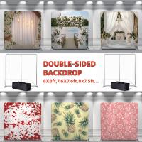 China Outdoor Wedding Booth Backdrop 7x7ft Polyester Fabric Backdrop for sale