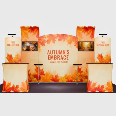 China 10x20ft Trade Show Booth Portable Fabric Display Kit Replaceable Graphics for sale