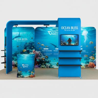 China 6x3m Portable Trade Show Booth Fabric Backwall Display Kit 250gsm for sale