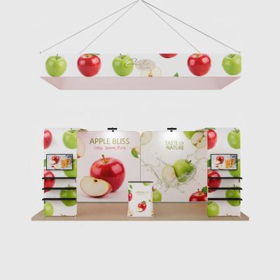 China 6x3m Tension Fabric Backwall Counter Combo Trade Show Booth Display 250gsm for sale