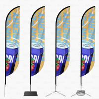 China Outdoor Custom CMYK Full Color Printed Durable Polyester Flying Feather Beach Flags for sale