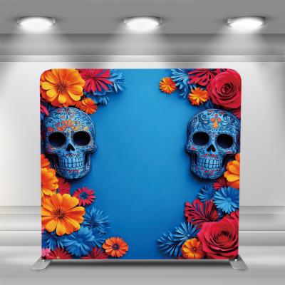 China Custom Dye Sublimation Tension Fabric Backdrop Display 8x8ft Aluminum Frame Waterproof for sale