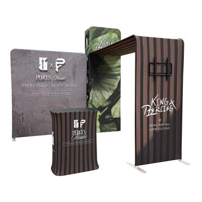 China Custom Portable Tension Fabric Banner Trade Show Display Booth with LED Lighting for sale