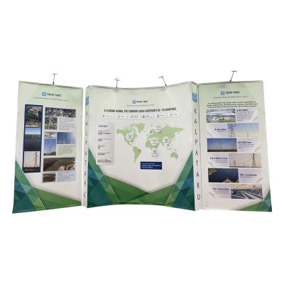 China Portable 10x20ft Trade Show Pop Up Display Backdrop Banner Stand with Customizable Graphics and LED Lights for sale