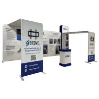 China 6x3m Portable Straight Wall Tension Fabric Trade Show Booth Kit with Aluminum Frame 250gsm Fabric for sale