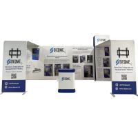 China 6x3m Portable Straight Wall Tension Fabric Trade Show Booth Kit with Aluminum Frame 250gsm Fabric for sale