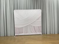 China 8x8ft Pillowcase Backdrop Pink Curtains Print Wrinkle Resistant Stretch Fabric for Trade Show Exhibitors for sale