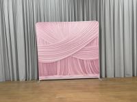 China 8x8ft Pillowcase Backdrop Pink Curtains Print Wrinkle Resistant Stretch Fabric for Trade Show Exhibitors for sale