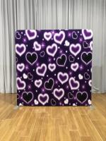 China 8x8ft Heart Tension Fabric Backdrop Detachable Pillowcase for Party Event Trade Show for sale