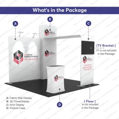 China Magic Display MD-TSB-9 Modular Trade Show Booth 3m x 2.5m Aluminum Frame with LED Lighting for sale