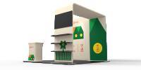 China 3x3m Trade Show Booth Portable Display Kit Tool Free Assembly Wrinkle Resistant Fabric 250gsm for sale