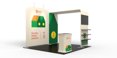 China Lightweight 10x10ft Exhibition Display Booth Customizable Panels Perfect for Marketing Presentations and Product Launches for sale