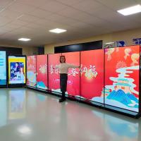 China 75 inch 85 inch 98 inch floor stand digital signage full screen with wheels easy to move for sale