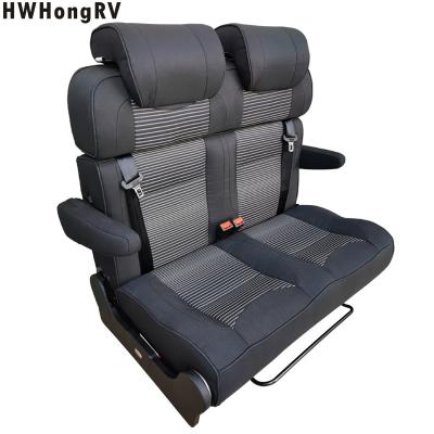 China RV 2 fold double caravan seats with fabric cover for the campervan bed seating with rotatable backrest seat cushion for sale