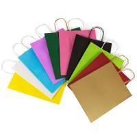 China Vertical 130gsm Custom Kraft Paper Bags With Twisted Handles for sale