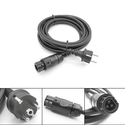 China 25A Rated Current AC Power Cable with 3x1.5mm2 H07RN-F Rubber Cable for Micro Inverters AC230V for sale