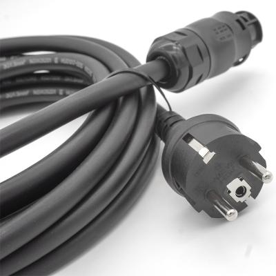 China 3x1.5mm² IP68 25A Micro Inverter AC Connection Cable with Schuko Plug for Solar Power Systems for sale