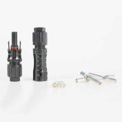 China IP67 Rated DC 600V UL94V-O Solar Panel Connectors with Screw-On Black Tinned Plated Finish for sale