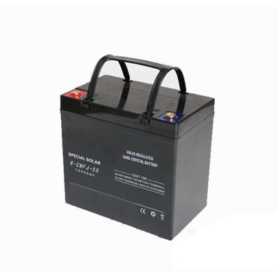 China 55AH Capacity Lead Crystal Solar Battery with F3/L1 Terminal for Long Lasting Energy Storage for sale