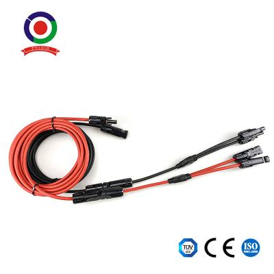 China 1 Pair Y Branch Parallel Adapter Cable 1 To 2 Male Female Solar Panel Connectors for sale