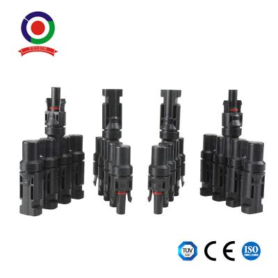 China 2 Pairs Solar Branch Connector T Type 1 To 4 MMMMF + FFFFM For Parallel Connection for sale
