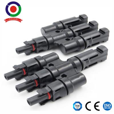 China T Type Branch 1 To 3 Cable Panel Mount Extension Solar Connector Male To Female for sale