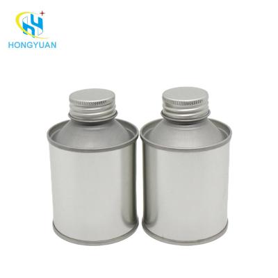 China Empty Brake Fluid Round Tin Cans 100ml 250ml 350ml for Tank Container Package for sale