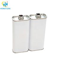 China 133ml Empty Tinplate Metal Can Rectangular Flat Shape with Screw Spout for Lighter Fluid Packaging for sale