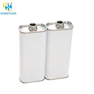 China 133ml Empty Tinplate Metal Can Rectangular Flat Shape with Screw Spout for Lighter Fluid Packaging for sale