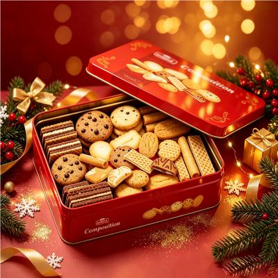 China Customizable Food-Grade Eco-Friendly Tinplate Biscuit Box for Christmas Gifting for sale