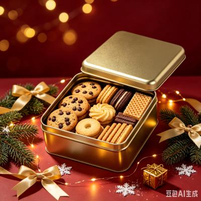 China Customizable Food-Grade Square Tinplate Christmas Cookie Box Eco-Friendly Fast Delivery 155x155x100mm for sale