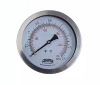 China WINTERS PFQ-40 Axial Semi-Stainless Steel Pressure Gauge 100mm for sale