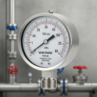 China WINTERS PEM-40 100mm Stainless Steel Pressure Gauge with IP65 Protection for Industrial Applications for sale