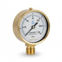China Winters Semi-Steel Brass Pressure Gauge with StabiliZR™ Dampened Movement, Dual Scale (psi/kPa), and IP65 Protection for sale