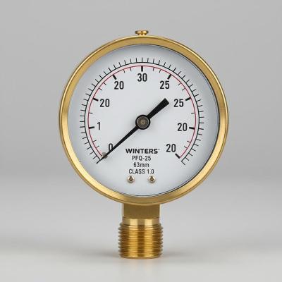 China WINTERS PFQ-25 63mm Dial Size Industrial Pressure Gauge with AISI 304 Stainless Steel and 5-Year Warranty for sale