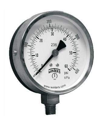 China WINTERS P1S-100-60 Pressure Gauge with ±0.25% Accuracy Stainless Steel 316 and IP65 Protection for Industrial Applications for sale