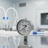 China Pharmaceutical Sanitary Pressure Gauge 63mm 100mm Dial With Fully Welded Structure for sale