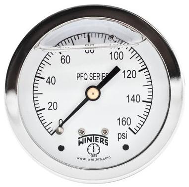 China WINTERS PFQ-15 Semi-Steel Brass Pressure Gauge with 40mm Shaft Radial Mounting and IP65 Protection for sale