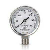 China WINTERS PFQ-25 63mm Dial Size Industrial Pressure Gauge with AISI 304 Stainless Steel and 5-Year Warranty for sale