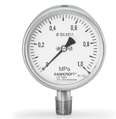China Ashcroft 8009S All Stainless Steel Spring Tube Pressure Gauge Adopts A Detachable Cover Ring Design for sale